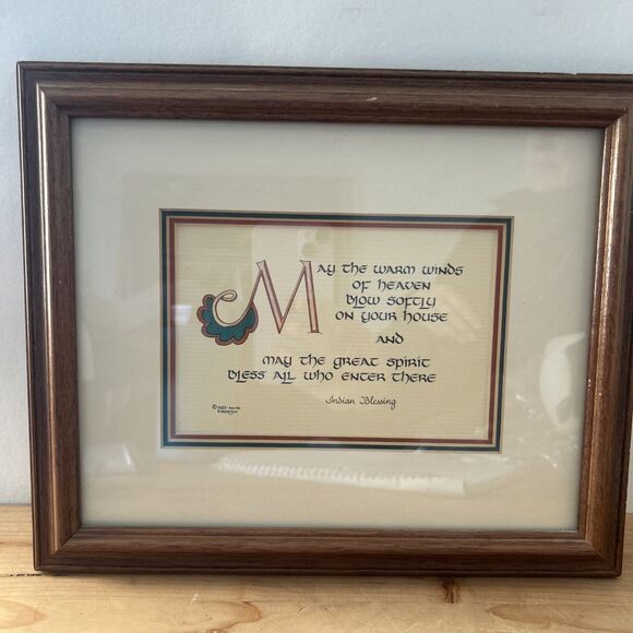 Art | Anita Robertson Calligraphy Art Vtg 1983 Framed Indian Blessing ...